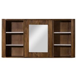 Spiegelschrank Mango 145x20x75 braun lackiert / Marmor wei&szlig; BARCELONA #246