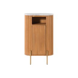 Badschrank Mango 55x30x90 natur lackiert / Marmor wei&szlig; BARCELONA #555