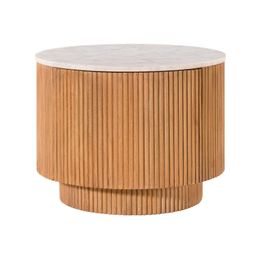 Couchtisch Mango 60x60x45 natur lackiert / Marmor wei&szlig; BARCELONA #521