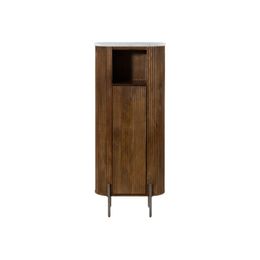 Badschrank Mango 55x30x130 braun lackiert / Marmor wei&szlig; BARCELONA #254
