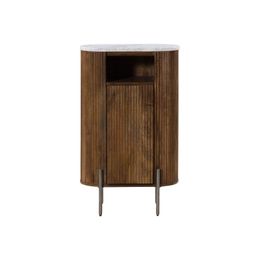 Badschrank Mango 55x30x90 braun lackiert / Marmor wei&szlig; BARCELONA #255