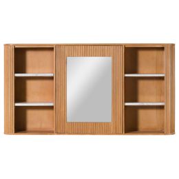 Spiegelschrank Mango 145x20x75 natur lackiert / Marmor wei&szlig; BARCELONA #546