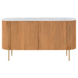 Sideboard Mango 145x40x76 natur lackiert / Marmor wei&szlig; BARCELONA #503