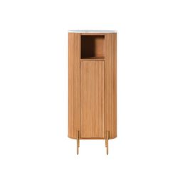 Badschrank Mango 55x30x130 natur lackiert / Marmor wei&szlig; BARCELONA #554