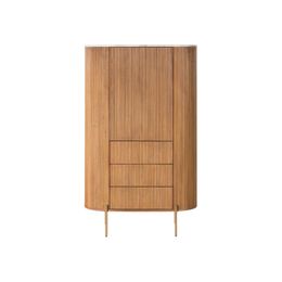 Highboard Mango 100x45x160 natur lackiert / Marmor wei&szlig; BARCELONA #542