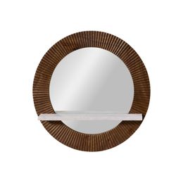 Wandspiegel Mango 65x15x65 braun lackiert / Marmor wei&szlig; BARCELONA #261