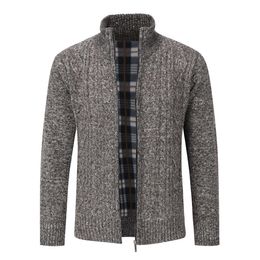 Allthemen Herren Strickjacke mit Rei&szlig;verschluss Cardigan Grobstrick mit Stehkragen f&uuml;r den Winter Braun