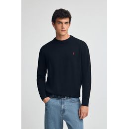 Pullover marineblau aus Wollgemisch mit gesticktem Rigby Go-Logo