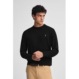 Pullover schwarz aus Wollgemisch mit gesticktem Rigby Go-Logo