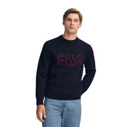 Strickpullover marineblau mit Polo Club-Logo in Kontrastfarbe