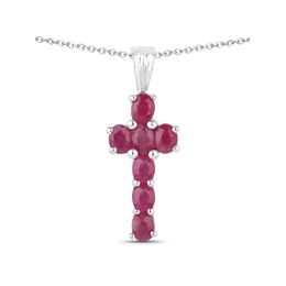 Vira Jewels Anh&auml;nger mit Kette 925-Sterling Silber rhodiniert Gl&auml;nzend Rubin rot