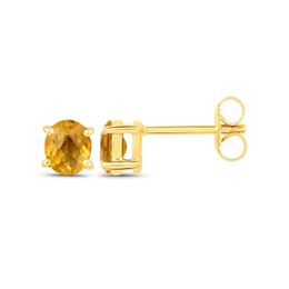 Vira Jewels Ohrstecker 925-Sterling Silber vergoldet Gl&auml;nzend Citrin gelb