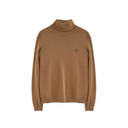 Rollkragenpullover camel meliert aus Wollgemisch mit gesticktem Rigby Go-Logo