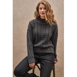 Grobstrick-Pullover Serena dunkelgrau meliert