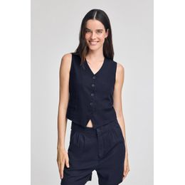 Weste Deia marineblau aus Baumwolle und Leinen mit Polo Club-Details
