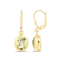Vira Jewels Ohrh&auml;nger 925-Sterling Silber vergoldet Gl&auml;nzend Lemon Quarz gr&uuml;n