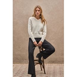Pullover ecru aus Wollgemisch mit Knopfmanschetten und perlmuttfarbenem Polo Club-Knopf