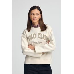Sweatshirt ecru im Loose Fit mit Logo Established 2012 Polo Club