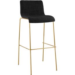 CLP Barhocker mit Lehne Hover, Barstuhl stapelbar mit Stoffbezug, Metallgestell Goldoptik, Stapelstuhl bis 150 kg belastbar