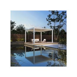 Weide E-Deluxe Plus elektrische Pergola mit LED Voll Aluminium 4 x 4 M motorisiertes Lamellendach wei&szlig;?