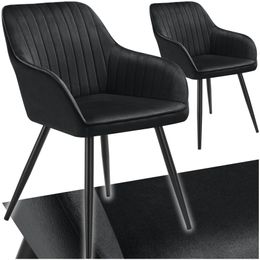 TecTake&reg; Esszimmerstuhl, gepolstert, in Samtoptik, gesteppt, schlanke Stahlbeine, 58 x 62 x 82 cm