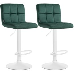 CLP Barhocker 2er Set h&ouml;henverstellbar mit Lehne Peru, Barst&uuml;hle gepolstert Samtbezug, Tresenst&uuml;hle mit Metallgestell drehbar