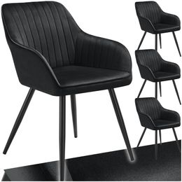 TecTake&reg; Esszimmerstuhl, gepolstert, in Samtoptik, gesteppt, schlanke Stahlbeine, 58 x 62 x 82 cm