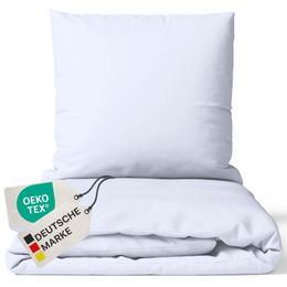 NYVI Bettw&auml;sche Set DreamScience Renforc&eacute; Uni - Atmungsaktiv & Weich - 100% Baumwolle - Mit Rei&szlig;verschluss Farbe:wei&szlig;;Gr&ouml;&szlig;e:155x220 + 80x80 cm