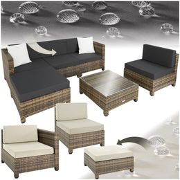 TecTake&reg; Aluminium Rattan Lounge, wetterfest und UV-best&auml;ndig, Extra Kissen, 2 Bezugssets