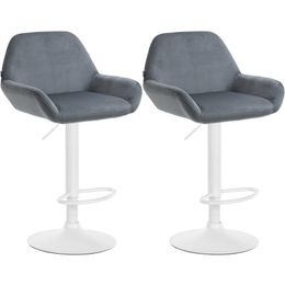 CLP 2er Set Barhocker Braga Samtbezug mit Metallgestell I H&ouml;henverstellbar und drehbar I Moderner Barstuhl mit Fu&szlig;st&uuml;tze f&uuml;r K&uuml;che und Bar