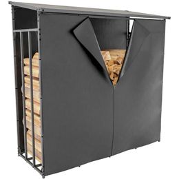 CLP Kaminholzunterstand Ruston Aluminium + Abdeckplane I Kaminholzregal Anthrazit I Holzlager Aus Aluminium I Feuerholzregal F&uuml;r Au&szlig;en