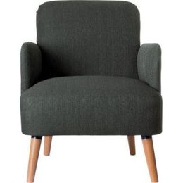meet by Paperflow Sessel Brooks, Massivholz, Retro-Design, gepolstert, Stoffbezug, anthrazit