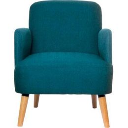 meet by Paperflow Sessel Brooks, Massivholz, Retro-Design, gepolstert, Stoffbezug, blau