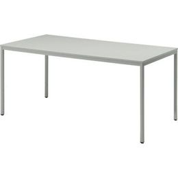 Sch&auml;fer Shop Sch&auml;fer Shop Pure Stahlrohrtisch, Rechteck, Quadratrohrfu&szlig;, B 1600 x T 800 x H 720 mm, lichtgrau/lichtgrau