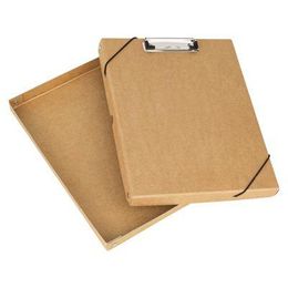 Falken Klemmbrett ClipBox Pure Nature, A4, f&uuml;r 50 Blatt, Verschlussgummis, Beschriftungsfeld, FSC&reg;-Buchbinderpappe und Metall, naturbraun, 1 St&uuml;ck