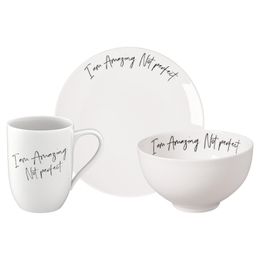 Villeroy & Boch Geschirr-Set VILLEROY & BOCH "Fr&uuml;hst&uuml;cks-Set Amazing not perfect Statement 3er Set wei&szlig;", wei&szlig;, 3, Porzellan, Geschirr-Sets, Geschirr-Set, Sp&uuml;lmaschinengeeignet, Mikrowellengeeignet