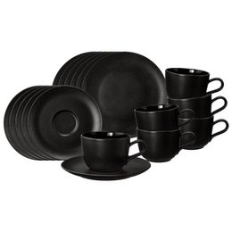Geschirr-Set Seltmann Weiden "Kaffeeservice Liberty Velvet Black 18er Set schwarz", schwarz, 18, Porzellan, Geschirr-Sets, Geschirr-Set, Sp&uuml;lmaschinenfest, Mikrowellensicher, Ofenfest