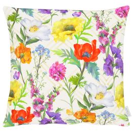 Dekokissen Apelt "7001", multicolour, bedruckt gebl&uuml;mt, B:49cm H:0,5cm L:49cm, Baumwolle, Polyester, Dekokissen_Sitzkissen_Kissenh&uuml;llen, Rei&szlig;verschluss