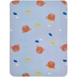 Babydecke Sterntaler "Babydecke FAMILIE B&auml;r", eisblau, B:75cm L:100cm, Obermaterial: 100% Polyester, Wohndecken, Babydecke