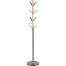 Garderobenst&auml;nder HAKU "Garderobenst&auml;nder", anthrazit, H:179cm &Oslash;:37cm, Massivholz, Garderobenst&auml;nder, Belastbarkeit je Haken jeweils 6 kg / Belastbarkeit max: 30 kg
