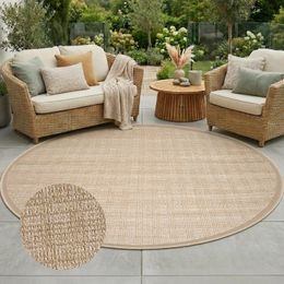 Outdoorteppich Carpet City "Flachgewebe in Sisal-Optik, Wetterfest & UV-best&auml;ndig", braun, B:120cm H:0,5mm L:120cm &Oslash;:120cm, Polypropylen, Teppiche, Outdoorteppich, Witterungsbest&auml;ndig f&uuml;r Balkon, Terrasse, Garten