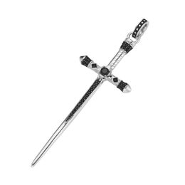 Kreuzanh&auml;nger "Schwert mit schwarzen Spinellen, Silber 925", silber, Giorgio Martello MILANO, Schmuckanh&auml;nger, Herren, 7,5cm, Silber 925 (Sterlingsilber)