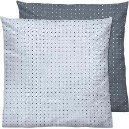 Kissenbez&uuml;ge Biberna "Mix & Match", blau (rauchblau, punkte), B:40cm L:40cm, Mako-Satin, Obermaterial: 100% Baumwolle, Kissenbez&uuml;ge, individuell kombinierbar