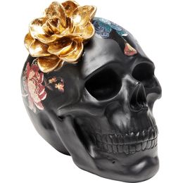 Dekoobjekt KARE DESIGN "Flower Skull 22cm", schwarz, B:24cm H:22,3cm T:17,1cm, Polyresin, Dekofiguren