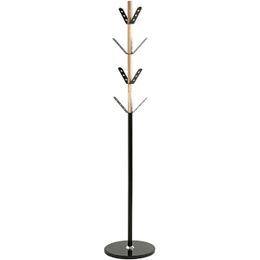 Garderobenst&auml;nder HAKU "Garderobenst&auml;nder", schwarz, H:179cm &Oslash;:37cm, Massivholz, Garderobenst&auml;nder, Belastbarkeit je Haken jeweils 6 kg / Belastbarkeit max: 30 kg