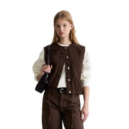 Marc O'Polo Jeansweste MARC O'POLO DENIM "aus Organic-Cotton-Lyocell-Mix", Damen, Gr. S, shaded braun, Obermaterial: 67% Baumwolle, 33% Lyocell, unifarben, relaxed fit, Westen