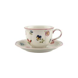 Villeroy & Boch Tasse VILLEROY & BOCH "Teetasse mit Untertasse Petite Fleur 130 ml bunt", bunt, B:14,5cm H:8cm &Oslash;:14,5cm, Porzellan, Trinkgef&auml;&szlig;e, Tasse, Sp&uuml;lmaschinenfest, Mikrowellensicher