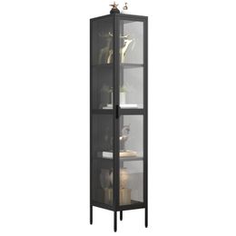Standvitrine Vcm "Stahl Glas Vitrine Schaukasten Floka XL", schwarz, B:30cm T:35cm, Obermaterial: 100% Metall MT., Schr&auml;nke, Standvitrine