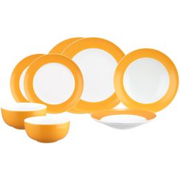 Geschirr-Set Seltmann Weiden "Einsteiger-Set Liberty Pure Colors 8er Set", orange (mango orange), 8, Porzellan, Geschirr-Sets, Geschirr-Set, Sp&uuml;lmaschinenfest, Mikrowellensicher, Ofenfest