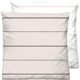 Kissenbez&uuml;ge Biberna "Mix & Match", beige (beige, streifen), B:40cm L:40cm, Mako-Satin, Obermaterial: 100% Baumwolle, Kissenbez&uuml;ge, individuell kombinierbar